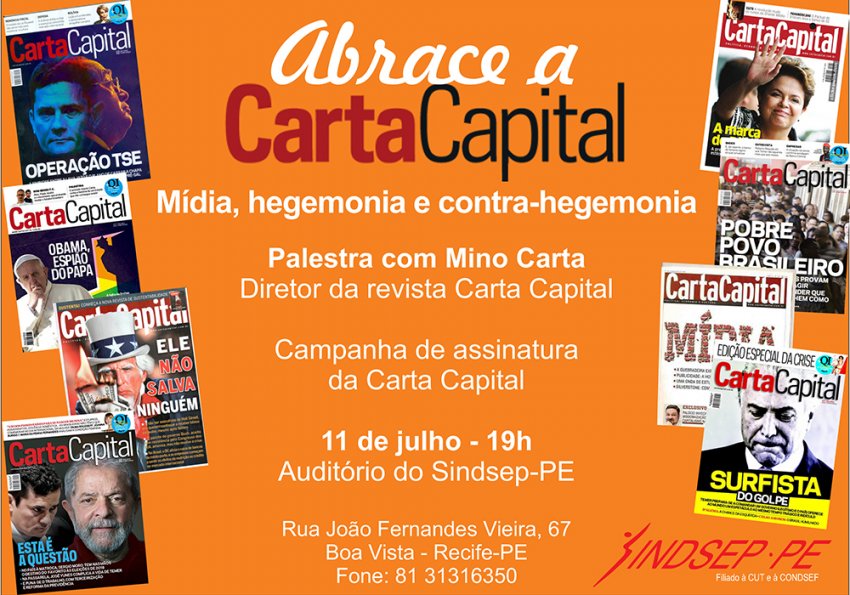 Amanhã tem debate com Mino Carta, no Sindsep Amanhã tem debate com Mino Carta, no Sindsep